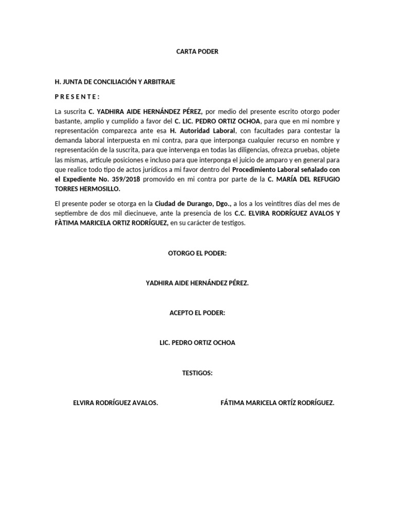Carta Poder Laboral | PDF