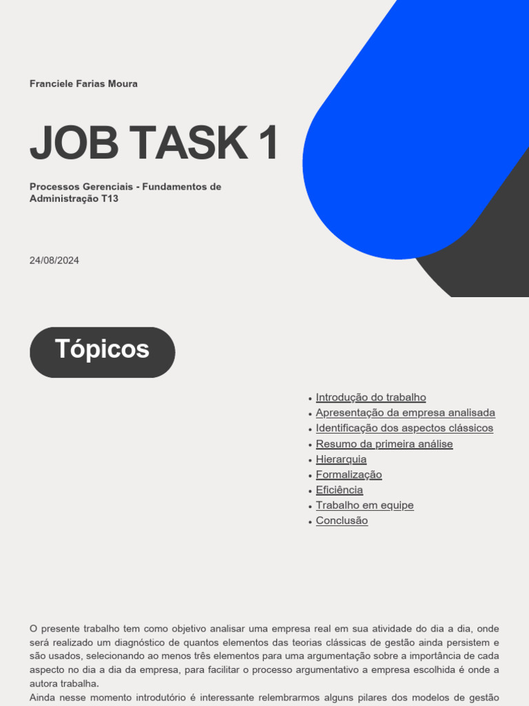 Job Task 1 FD Fran | PDF