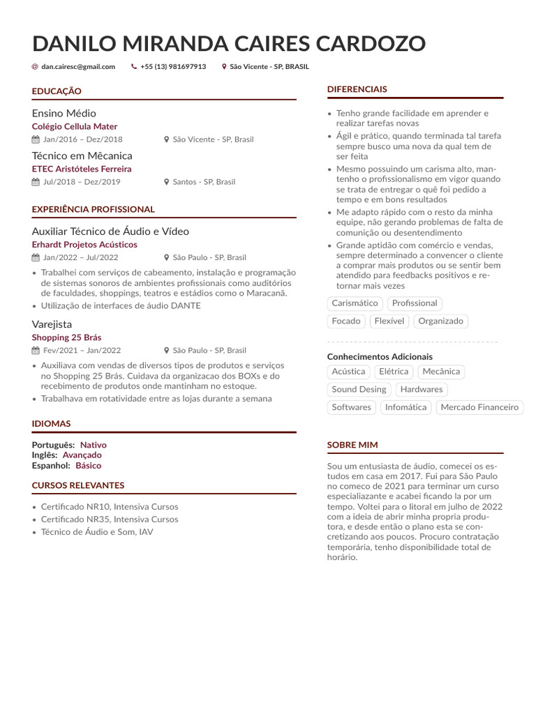 CV Danilo Miranda | PDF