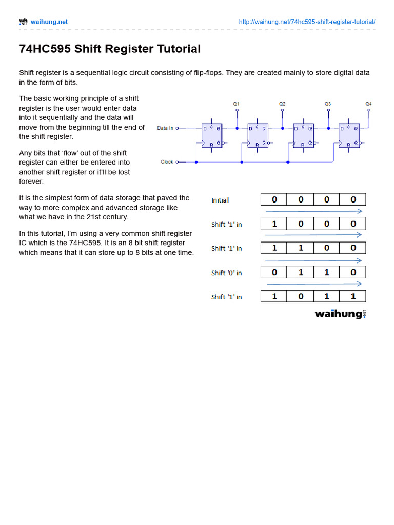 74HC595 Shift Register Tutorial | PDF