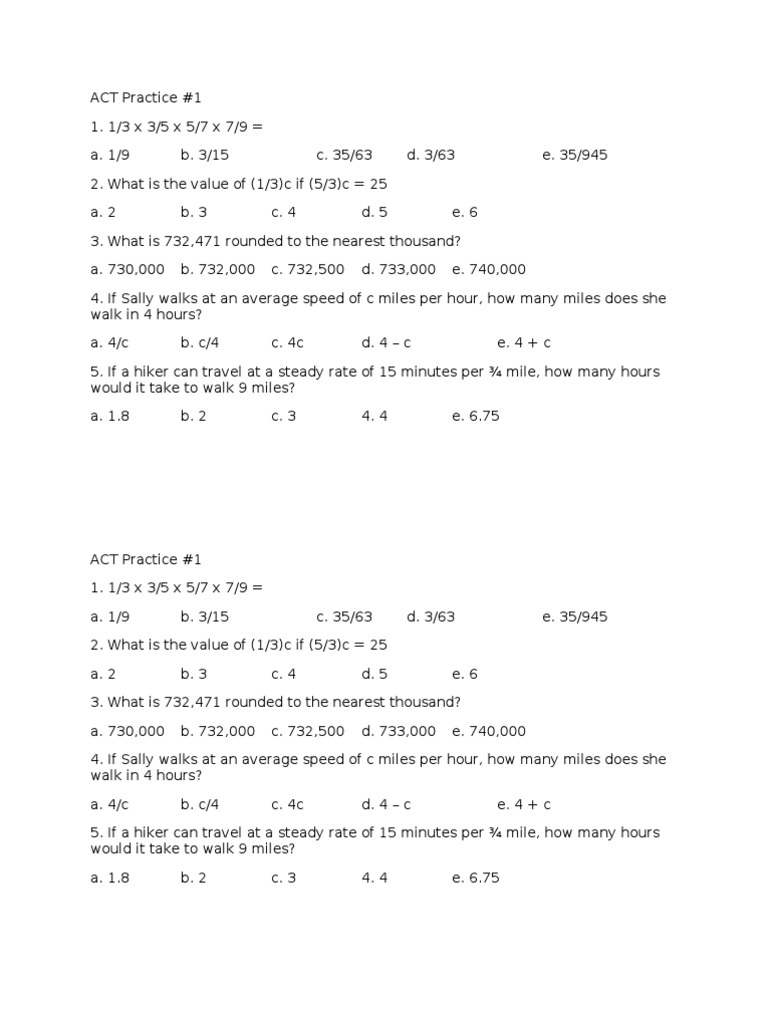 ACT Math Practice Tests | PDF | Rectangle | Euclidean Geometry