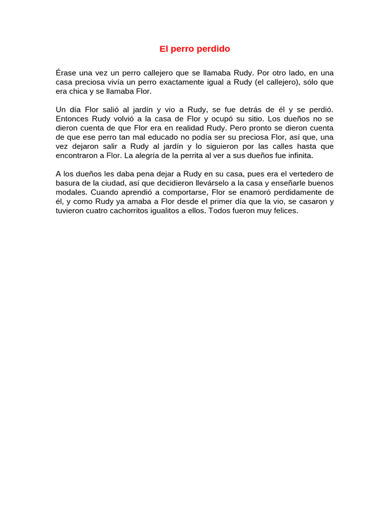 El Perro Perdido Cuento | PDF