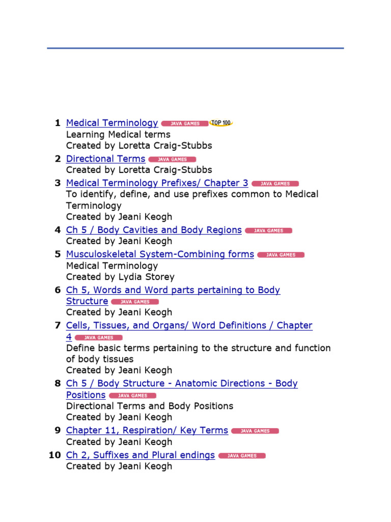Latihan Medical Terminology | PDF