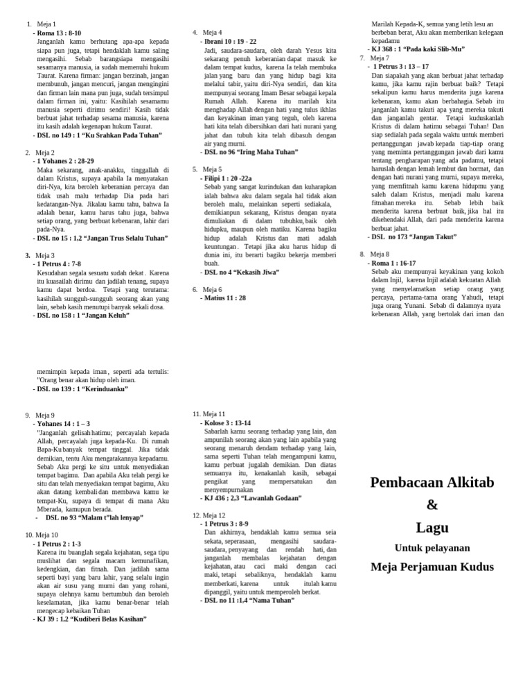 Ayat Alkitab Meja Perjamuan | PDF