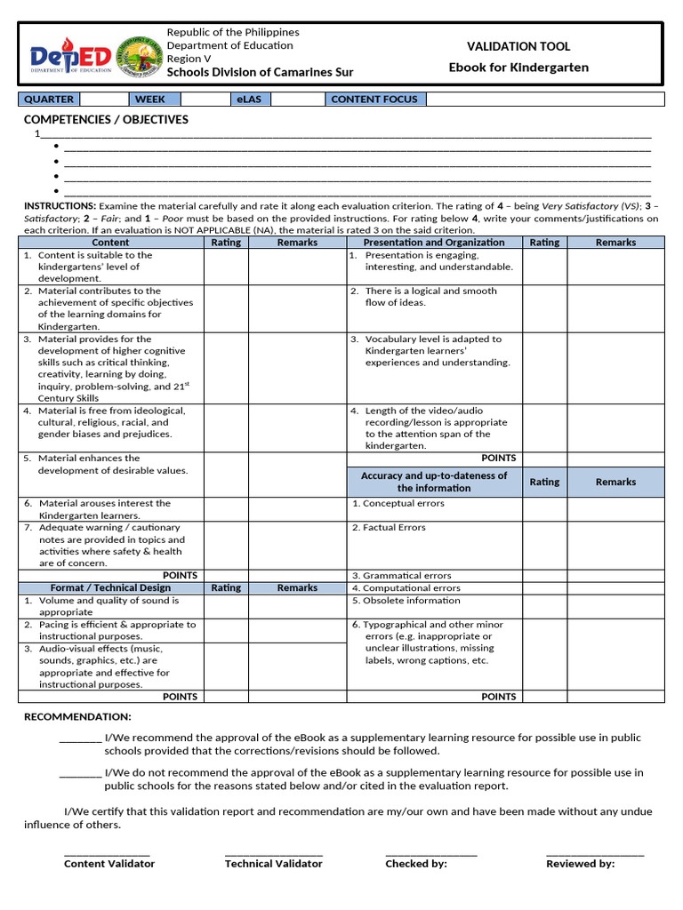 Educational Material Evaluation Tool | PDF | Learning | Critical Thinking