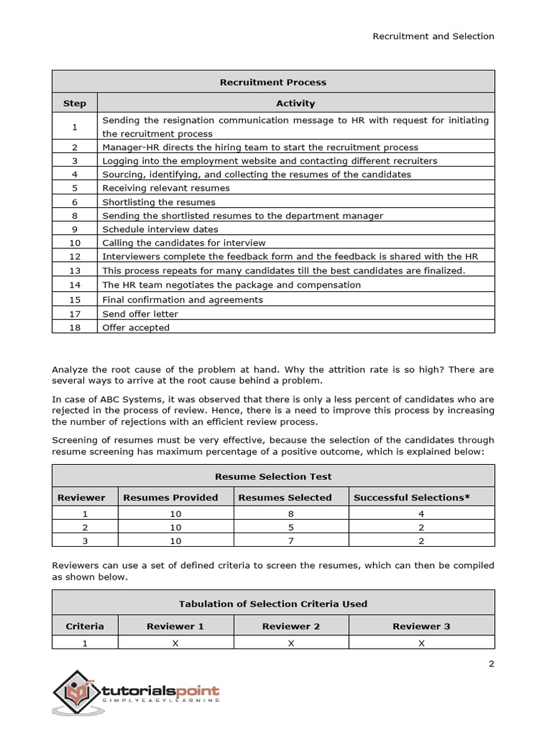 Recruitment and Selection Tutorial-5 | PDF