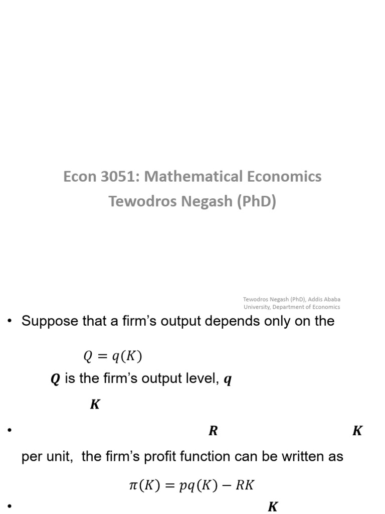 Econ 3051-Dynamic Optimization | PDF | Economics | Teaching Methods ...