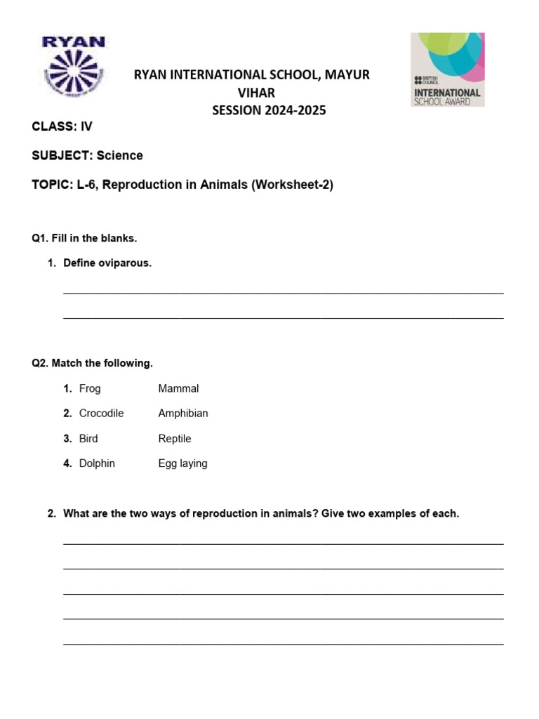 Science Class 4 Worksheet-2-1 - Ic1058657 | PDF