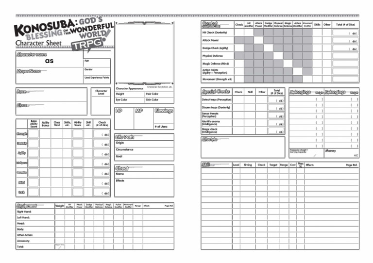 Character Sheet Form - Fixed | PDF