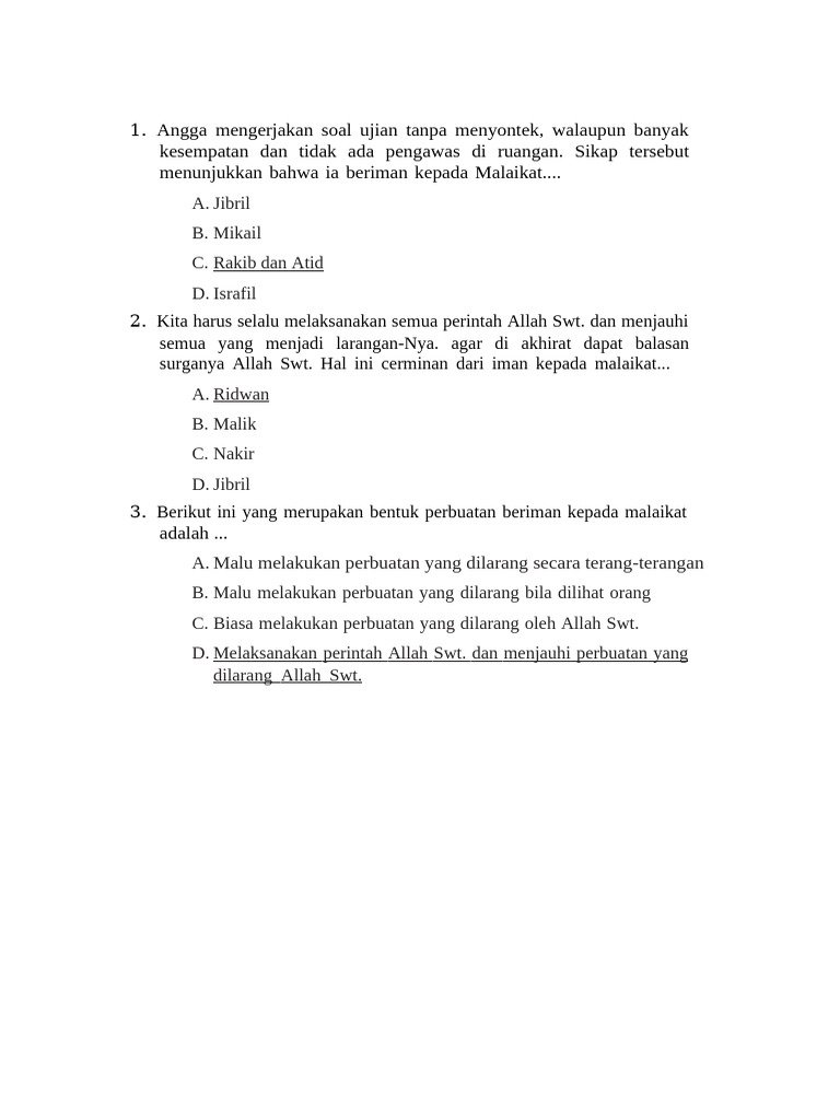 Soal Pts Genapl Pai Kls VII | PDF