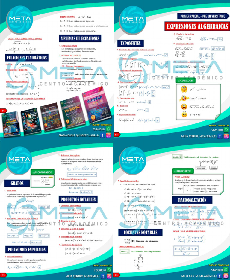 FORMULARIO META PRIMER PARCIAL | PDF