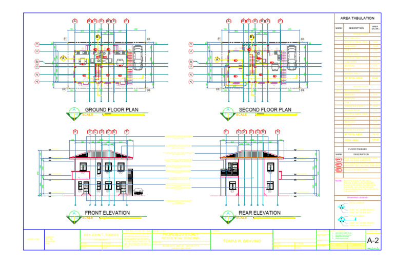 Ground Floor Plan Second Floor Plan: Area Tabulation | PDF