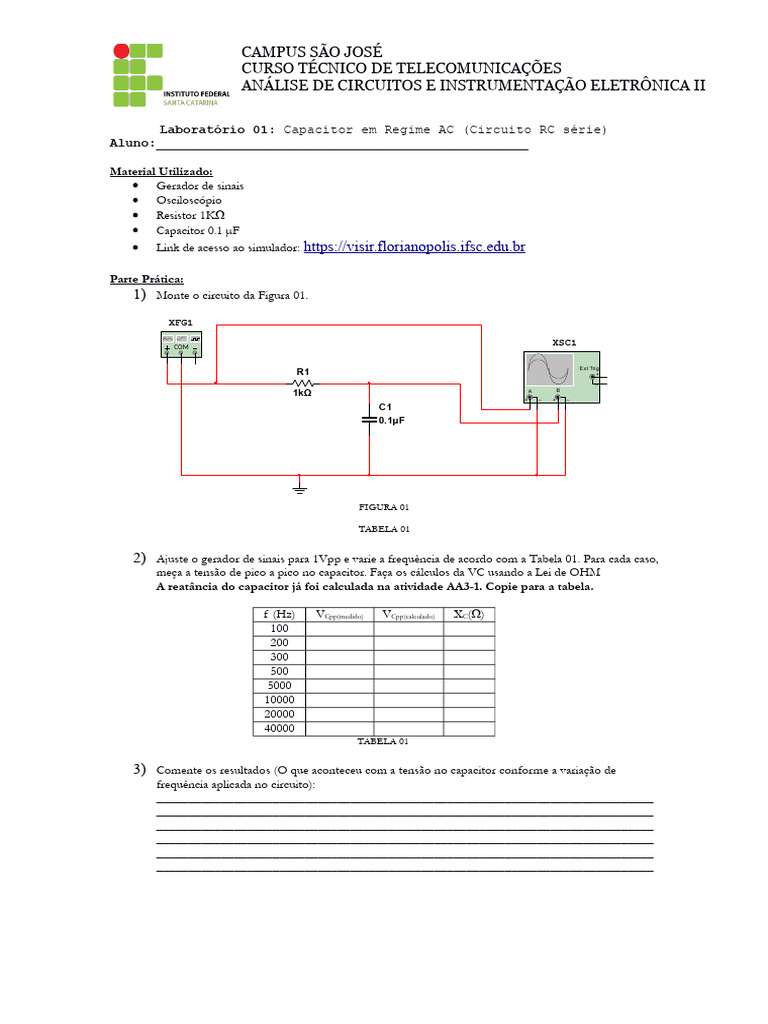 ACI II Lab01 Capacitor AC - Visir | PDF