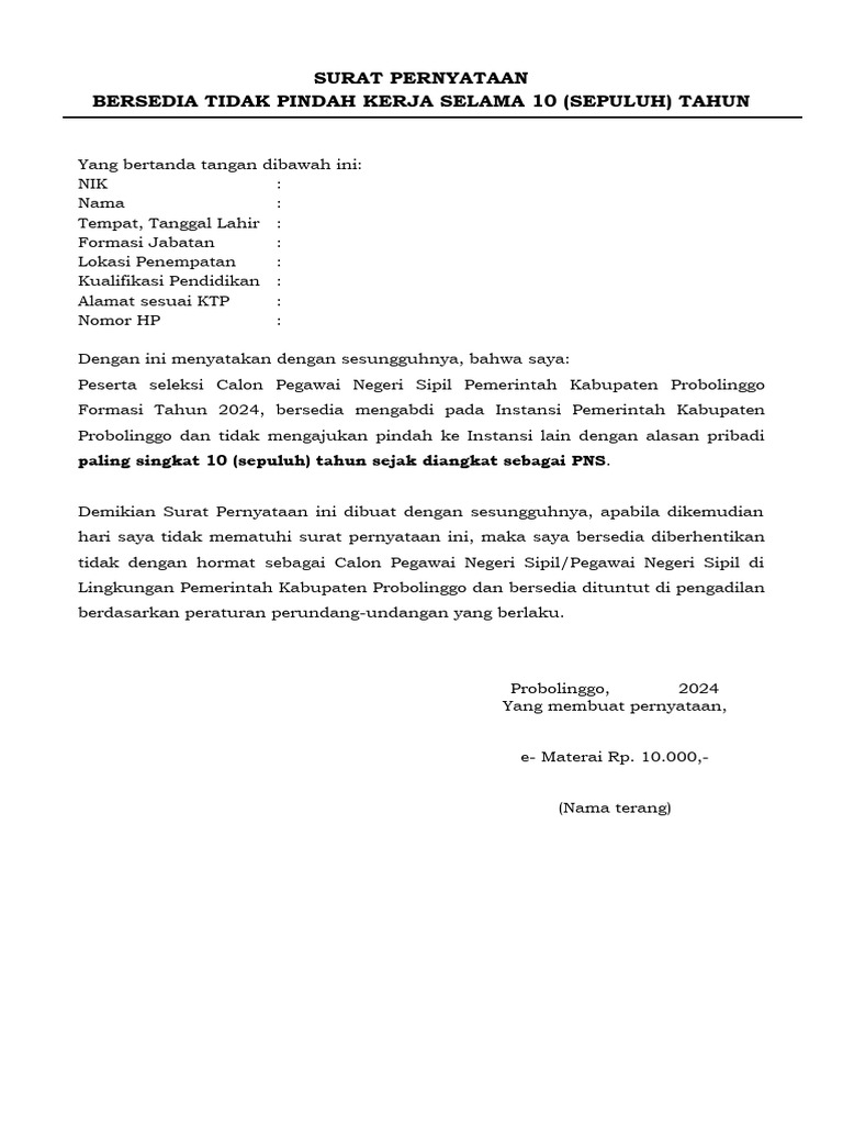 Format Dokumen CPNS-1 | PDF