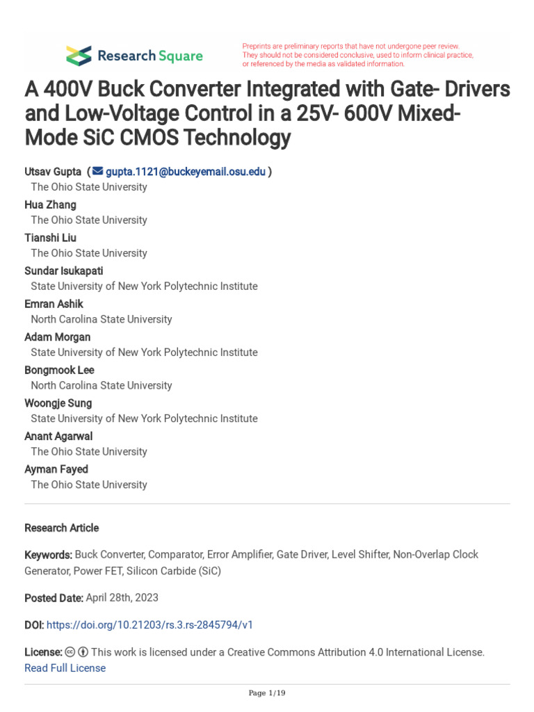 A 400V Buck Converter Integrated With Ga | PDF