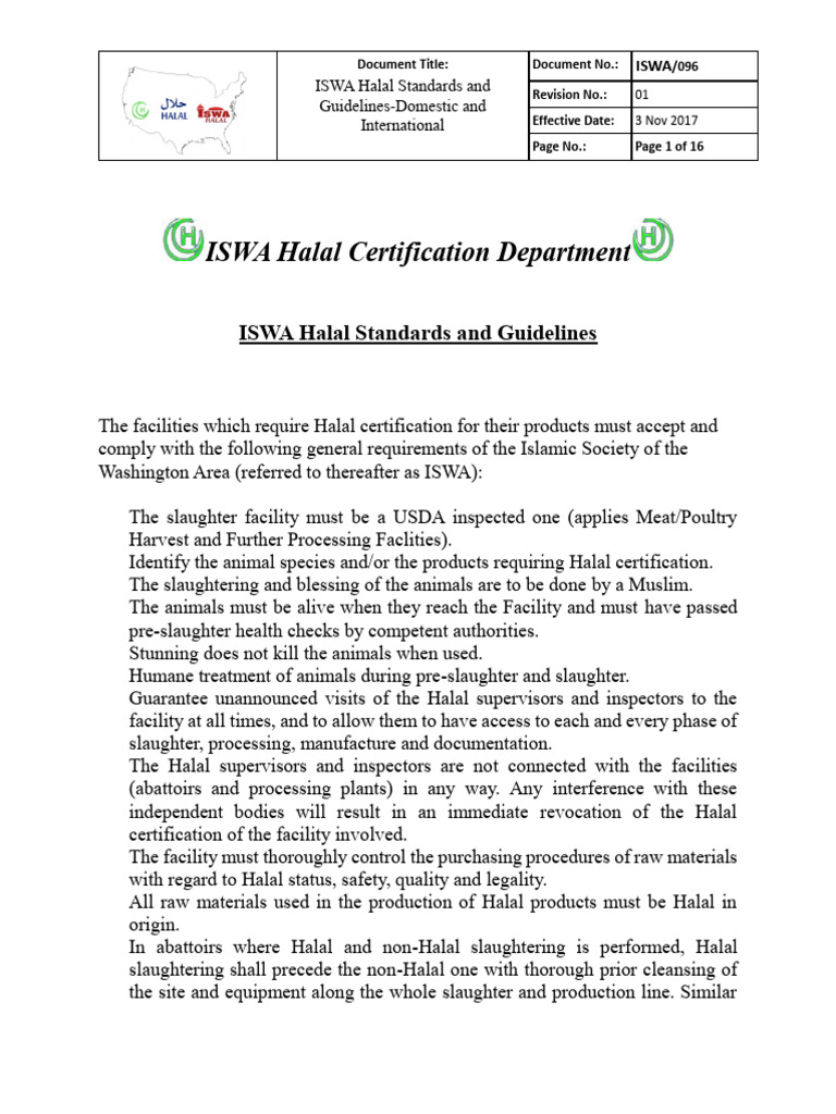 ISWA 096 ISWA Halal Standards and Guidelines-Domestic and International | PDF