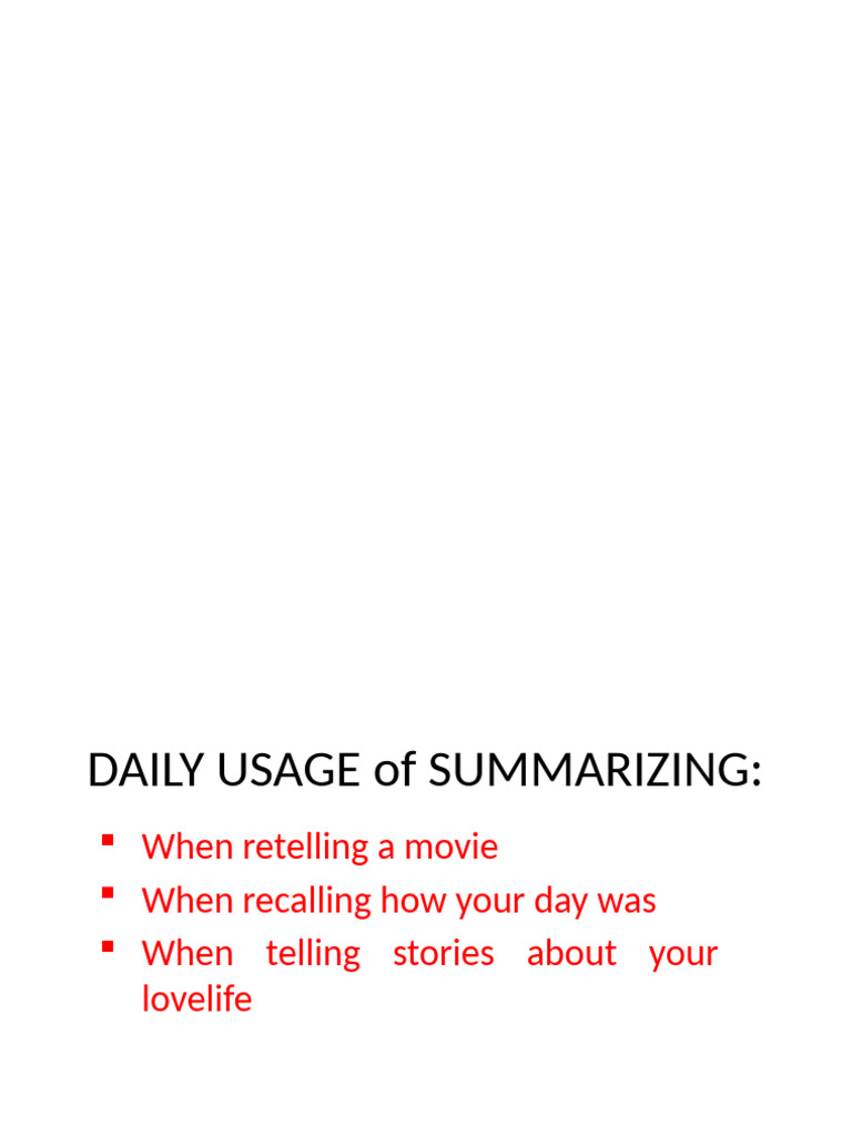 DAILY USAGE of SUMMARIZING-2 | PDF