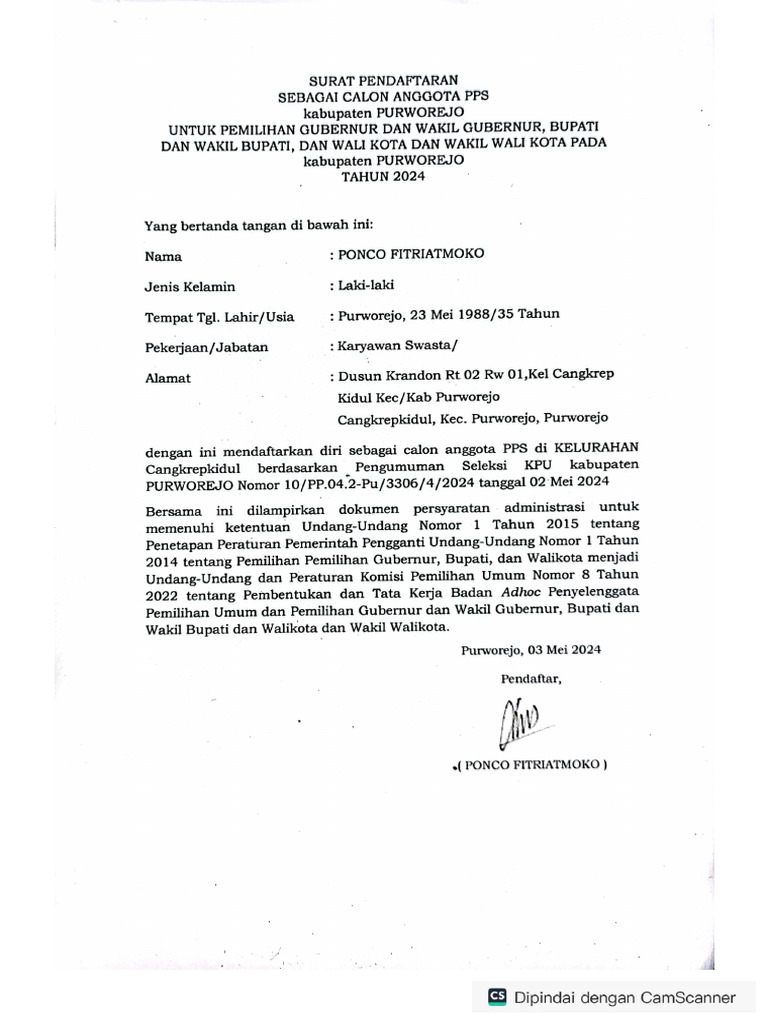 Surat Pendaftaran Pps 24 | PDF