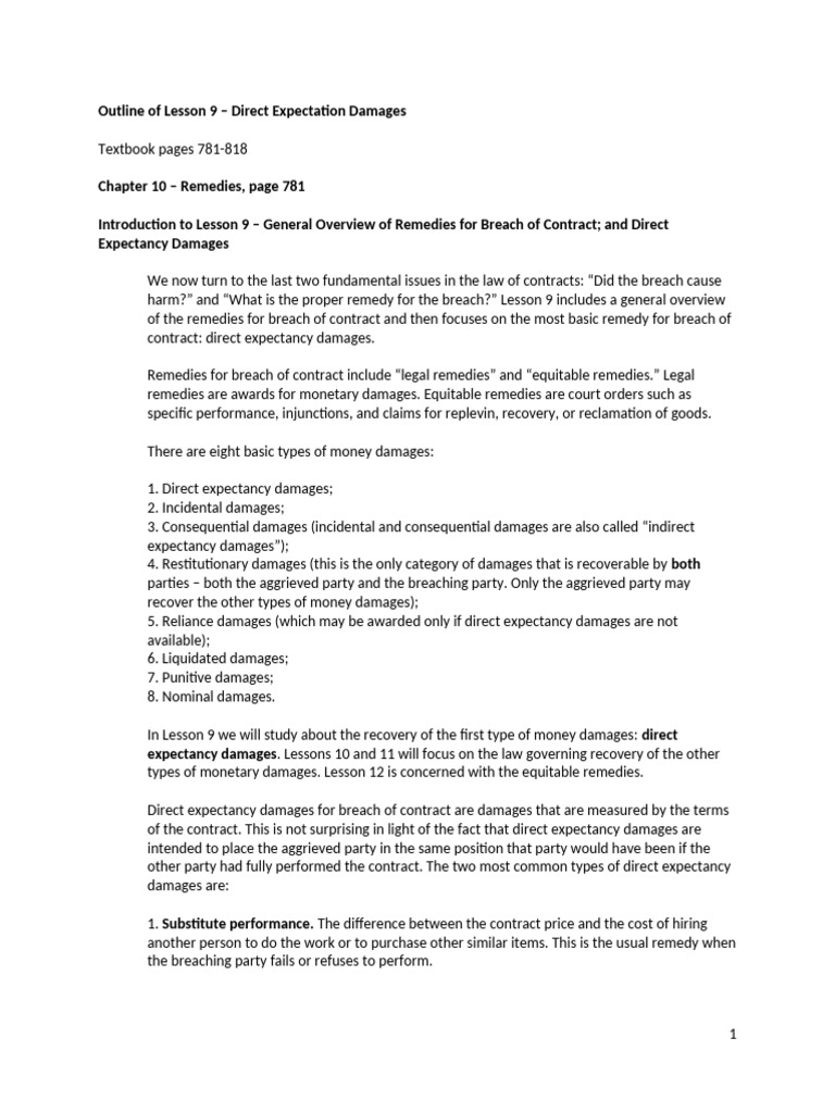 Direct Expectation Damages Overview | PDF | Damages | Legal Remedy