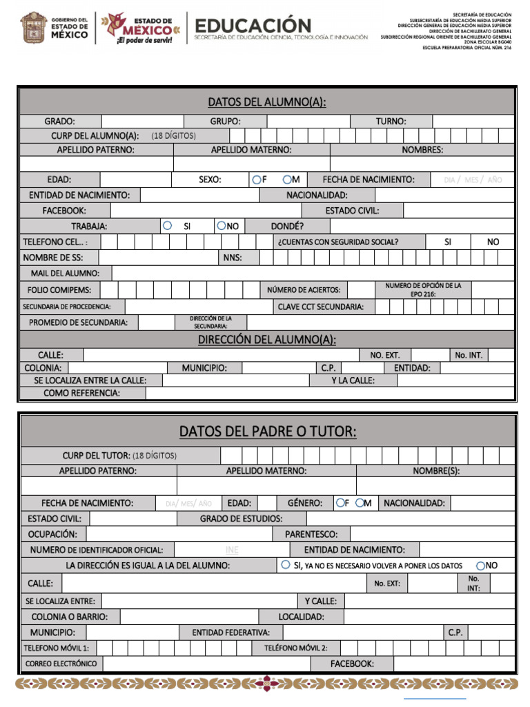 Ficha de Inscripcion Nuevo Ingreso 1 Sem 24 25 | PDF