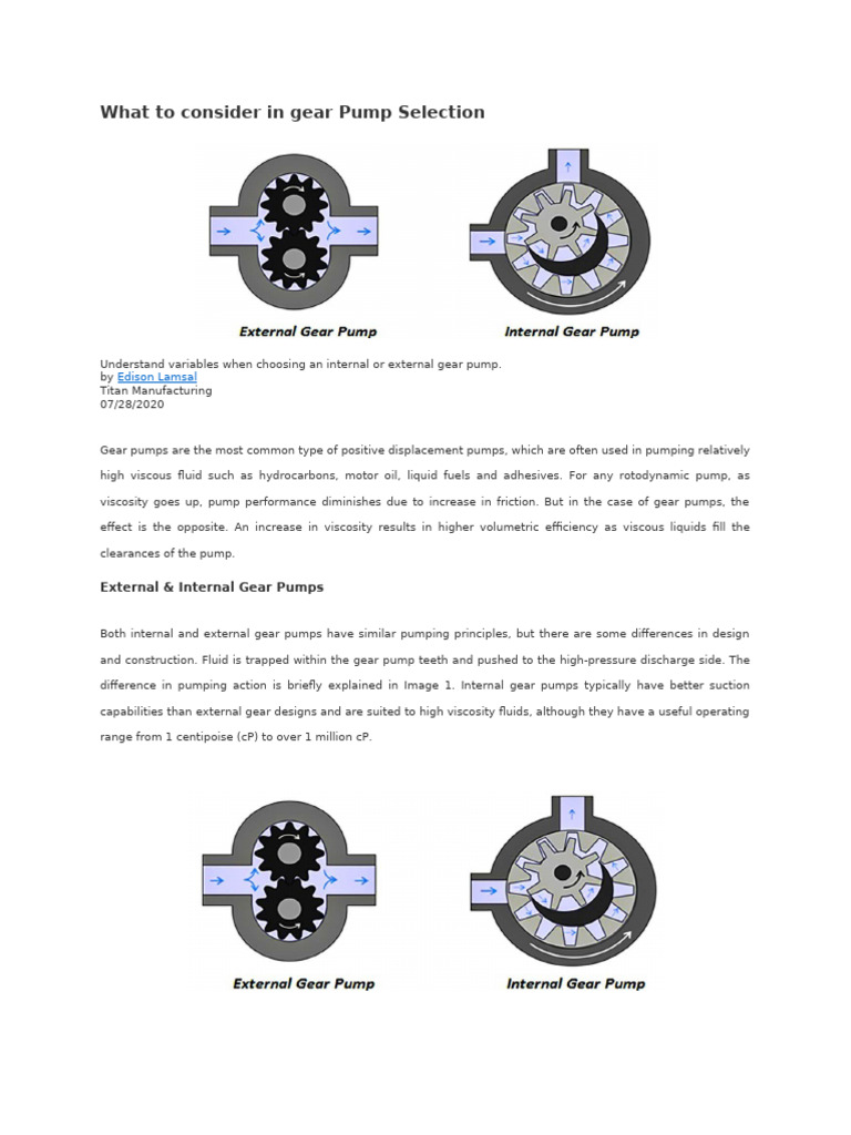 What To Consider in Gear Pump Selection | PDF