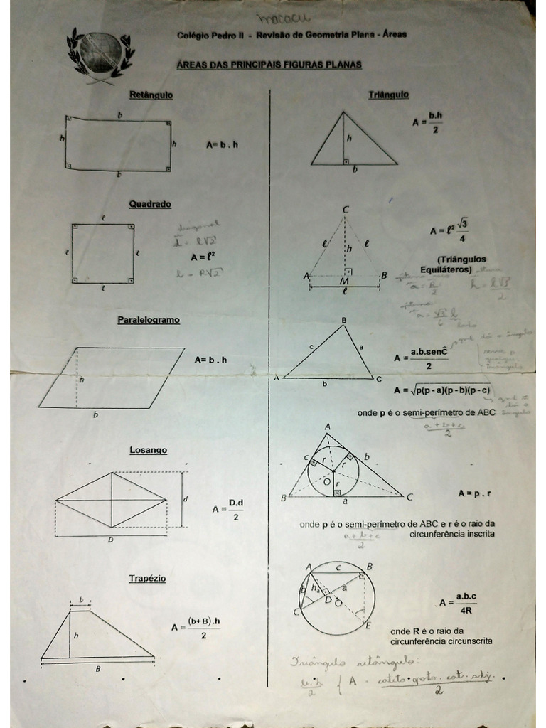 Áreas Das Principais Figuras Planas | PDF