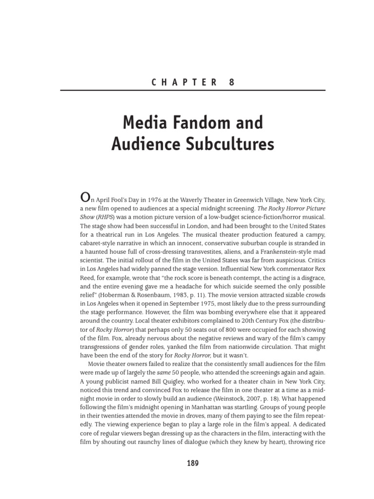 Media Fandom and Audience Subcultures | PDF
