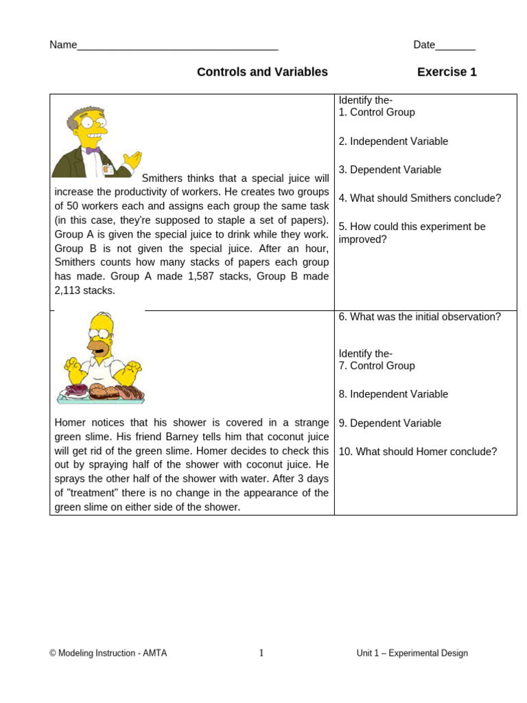 02 Excercise 1 - Simpsons Controls and Variables | PDF