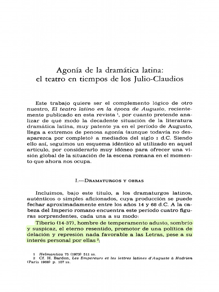 POCIÑA, Andrés (1975) Agonía de La Dramática Latina. Helmantica 75 Pp ...