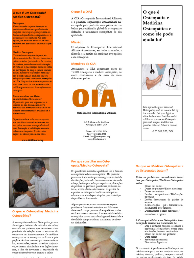 OIA Brochure On Osteopathy Portuguese | PDF