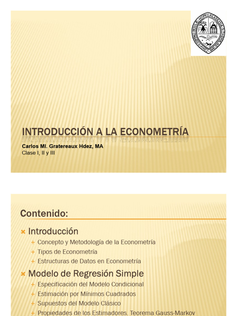 Clase 1-2-3. Introducción A La Econometría | PDF