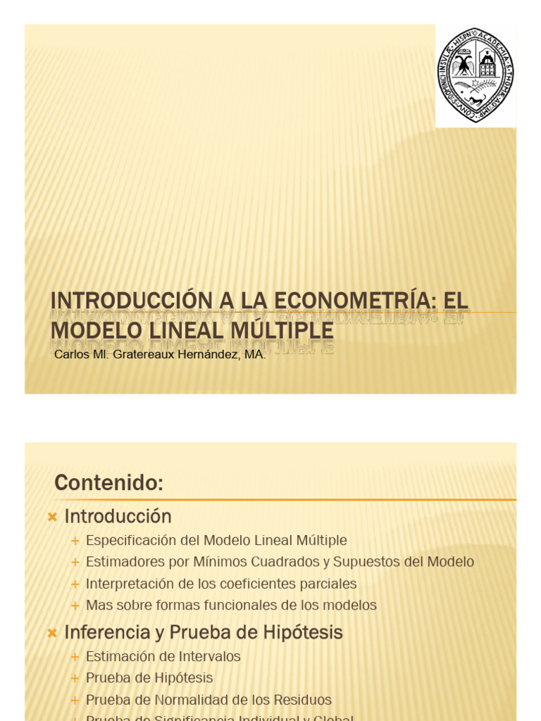 Clase 4-5. Modelo de Regresión Múltiple e Inferencia | PDF