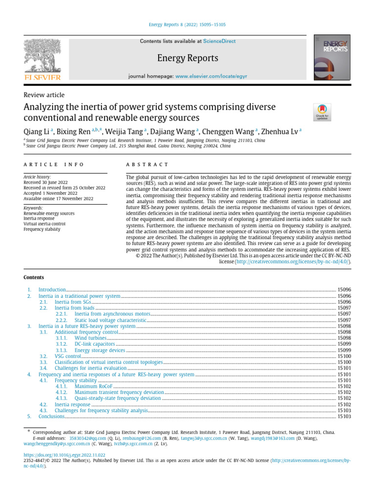 Analyzing the inertia of power grid systems comprising diverse ...