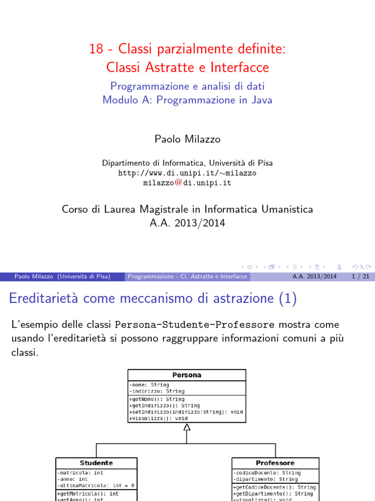 18 Interfacce Classi Astratte | PDF