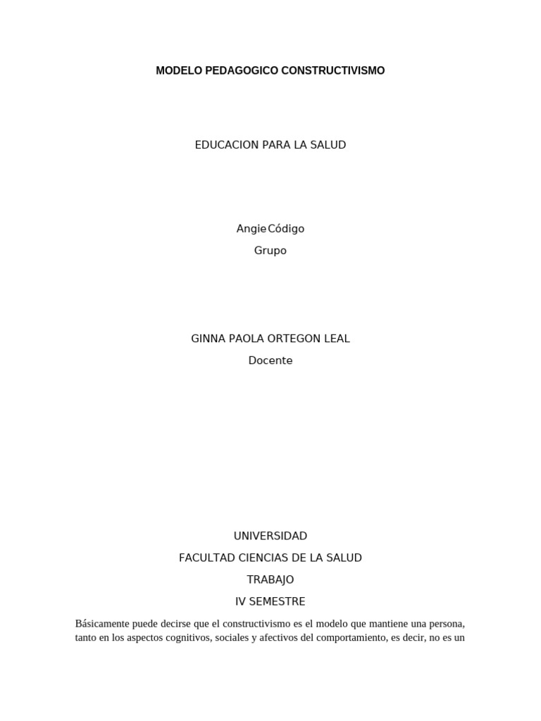Modelo Pedagogico Constructivismo | PDF