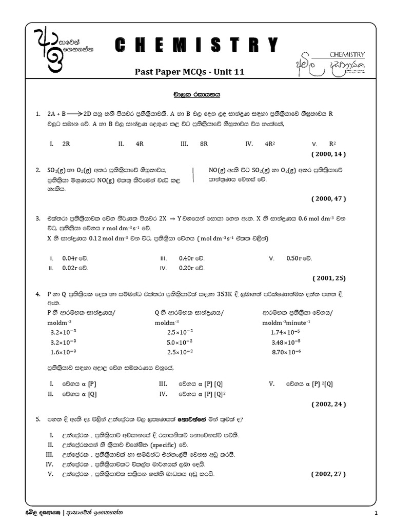 Unit 11 Past Papers MCQ | PDF