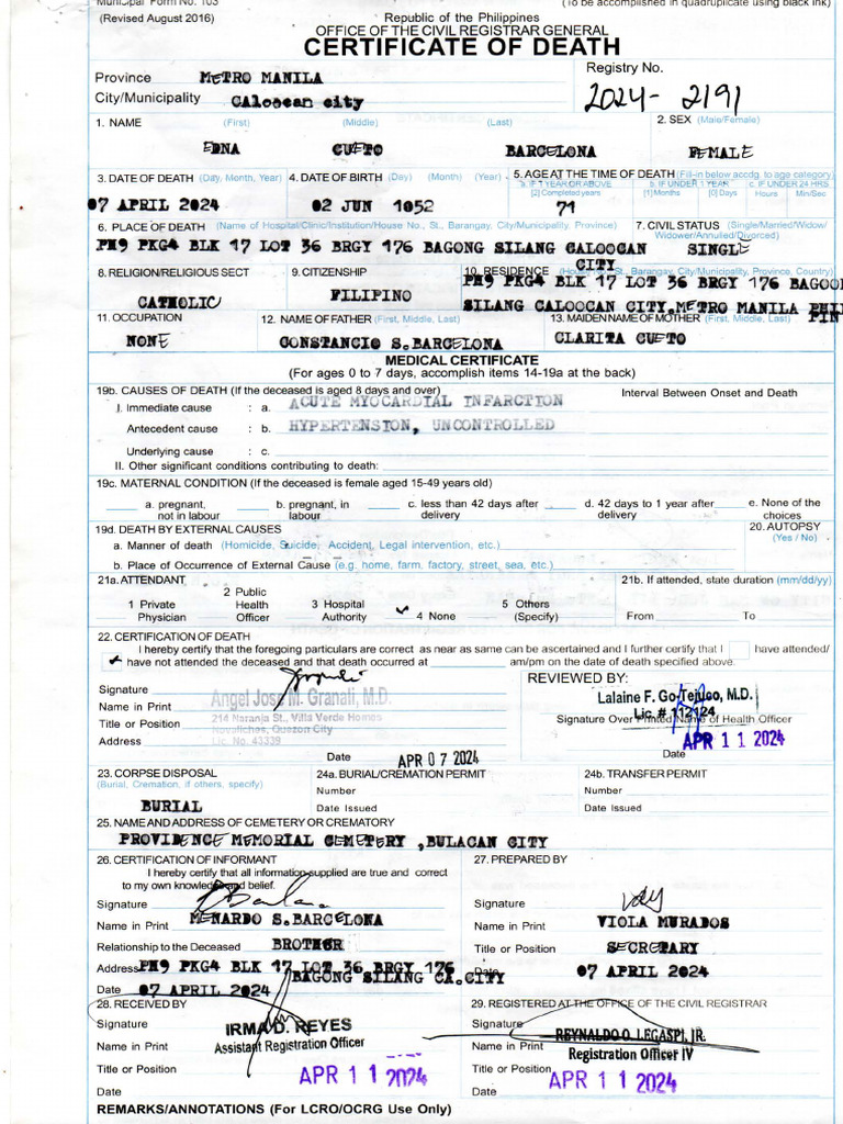 Death Certificate | PDF