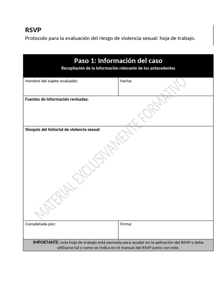 Hoja Resumen de Codificación RSVP | PDF