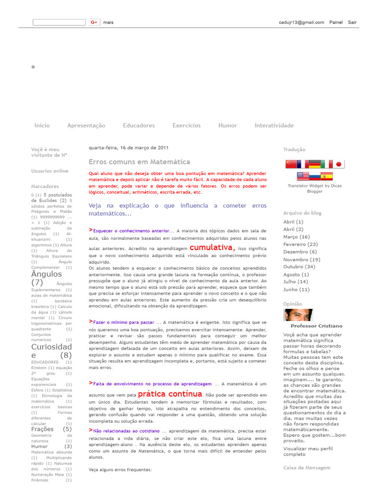 __ Erros Comuns Em Matemática | PDF