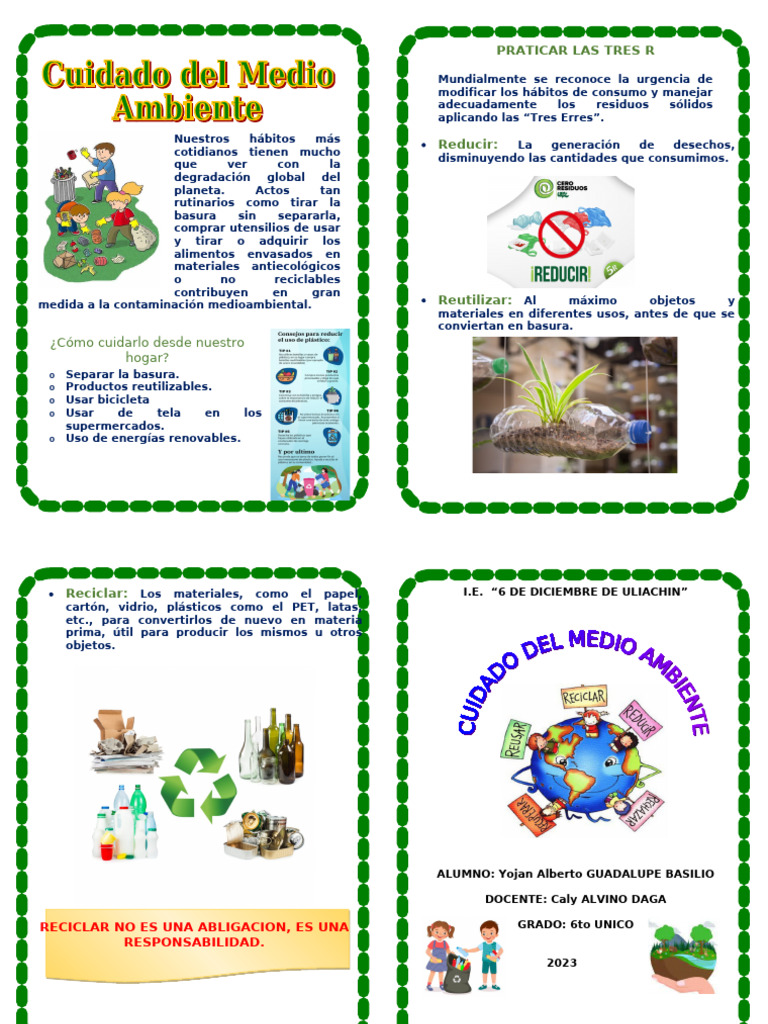 Diptico Cuidado Del Medio Ambiente YOJAN | PDF