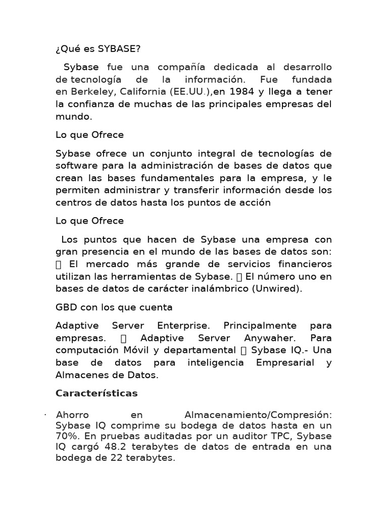 Qué Es Sybase | PDF