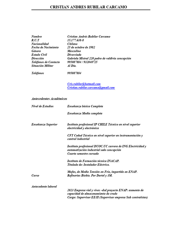 Curriculum Vitae ENAP BIO BIO | PDF