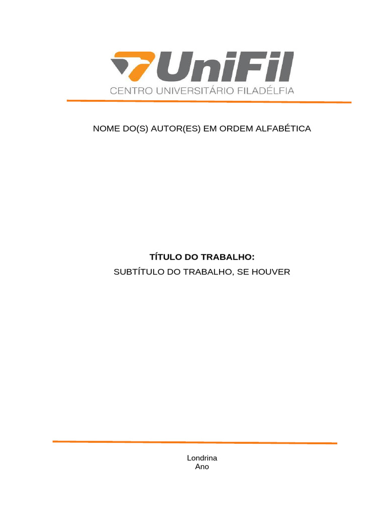 Modelo de Trabalho Unifil Graduacao | PDF