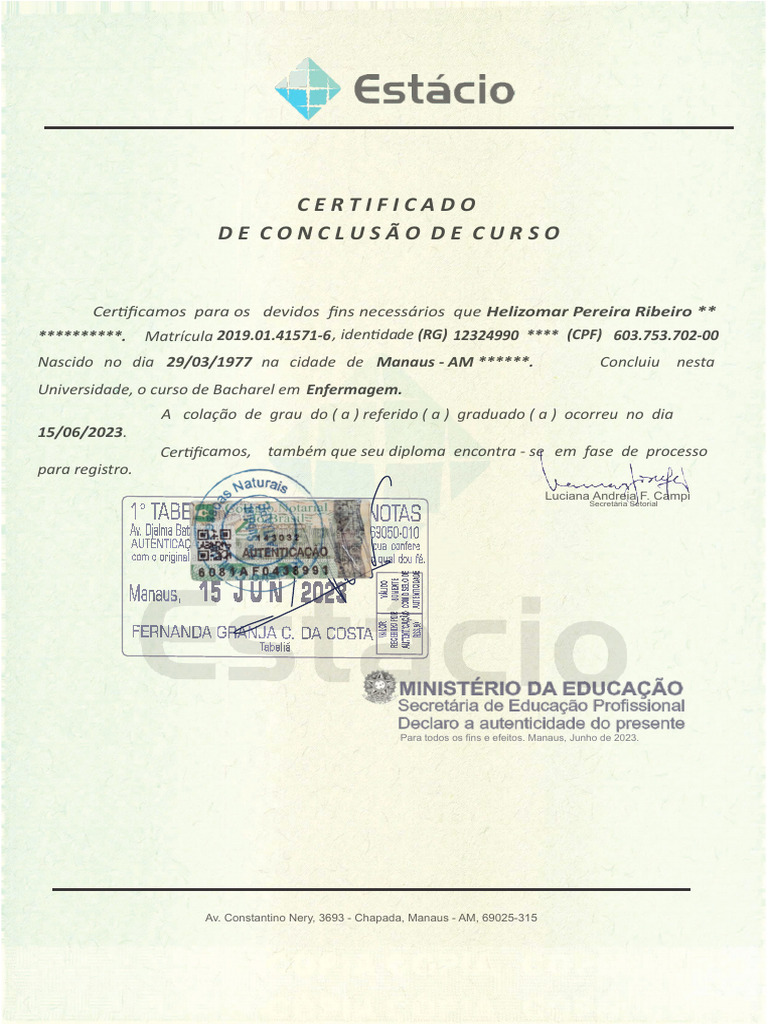 ESTACIO CERTIFICADO | PDF ESTACIO CERTIFICADO | PDF