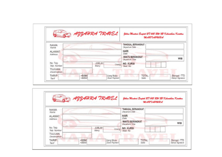 Nota Travel Azzahra | PDF