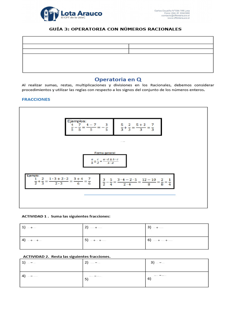 Guia N°3 Operatoria Racionales2024 | PDF