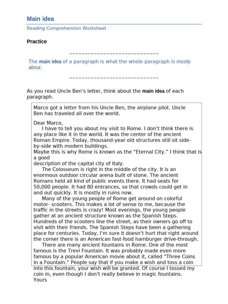 Grade 5 Main Idea D | PDF