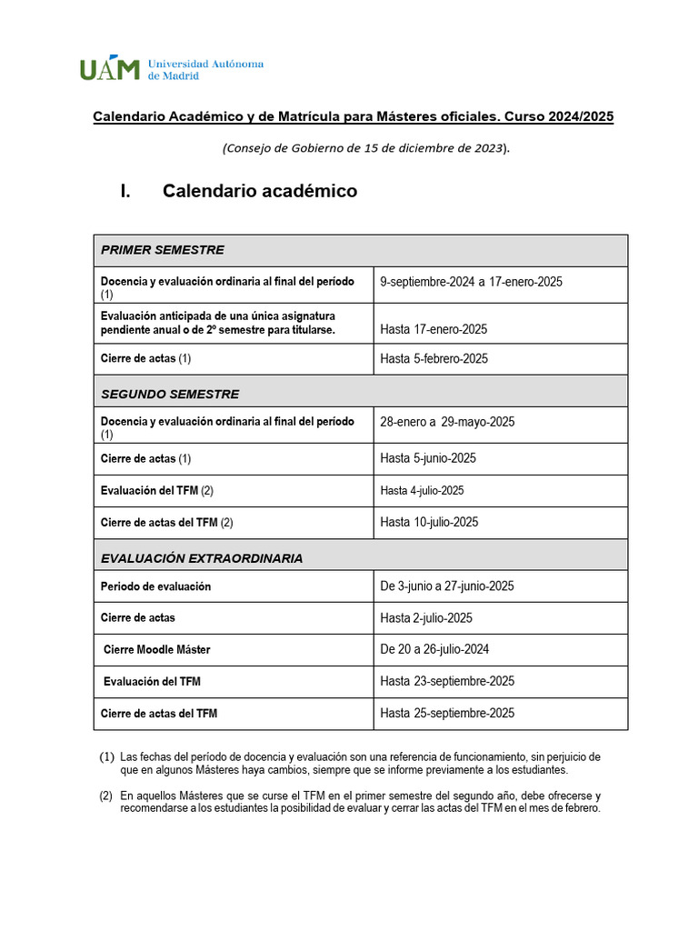 Calendario+académico+máster+24-25,1 | PDF