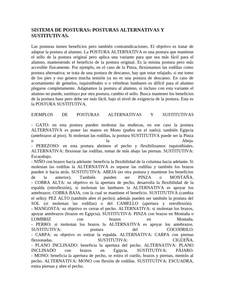 Sistema de Posturas | PDF | La columna vertebral | Artes del Lenguaje y ...