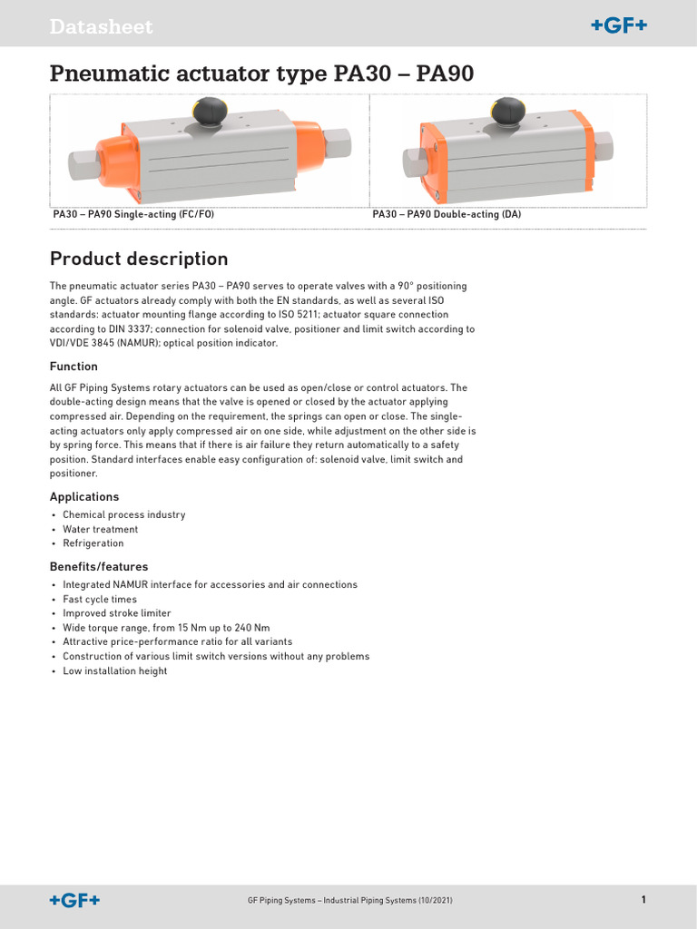 DATASHEET GF PA30-90-actuator-en | PDF